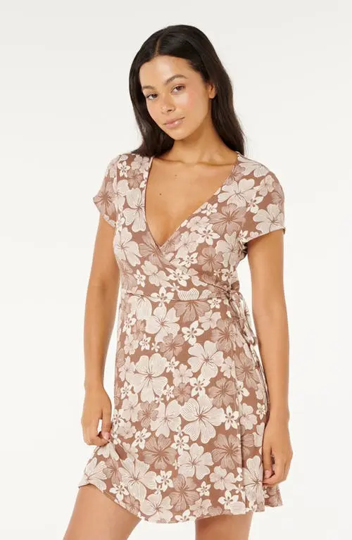 Rip Curl Aloha State Wrap Mini Dress - Brown