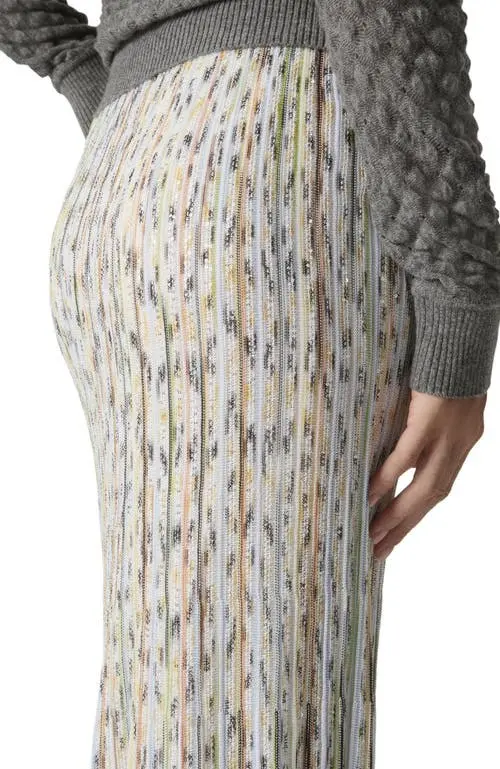 Missoni Long Skirt In Ribbed Space-dye Viscose With Sequins - Multicoloured