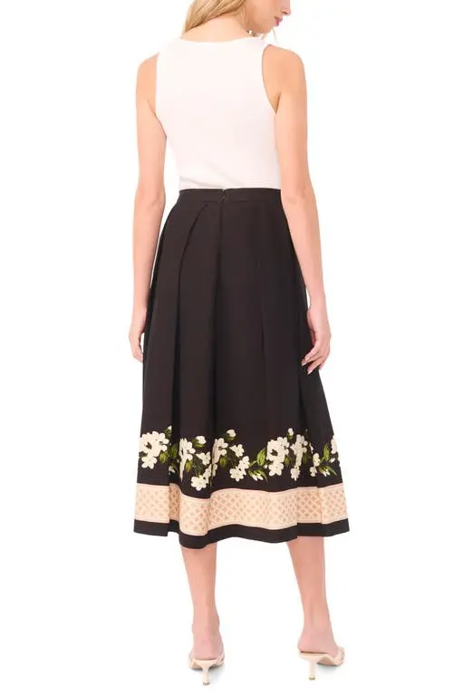 Ted Baker London Placed Print Pleated Skirt