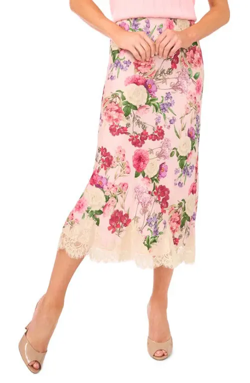 Ted Baker London Floral Skirt With Lace Trim