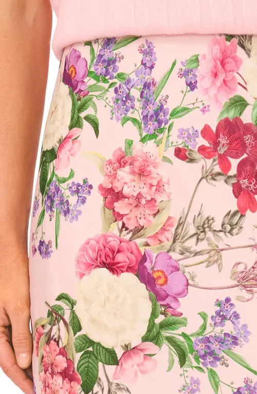Ted Baker London Floral Skirt With Lace Trim