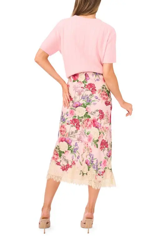 Ted Baker London Floral Skirt With Lace Trim