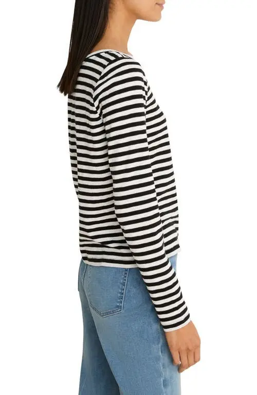 NIC+ZOE Cape Stripe Rib T-shirt - Black Multi