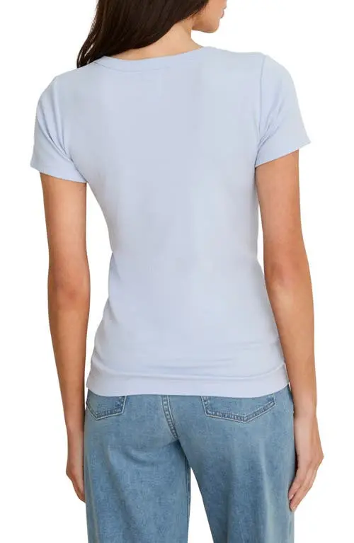 NIC+ZOE Ribbed Cotton Blend T-shirt - Sky