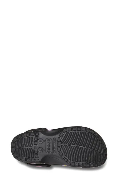 CROCS Flower Print Classic Clogs - Black