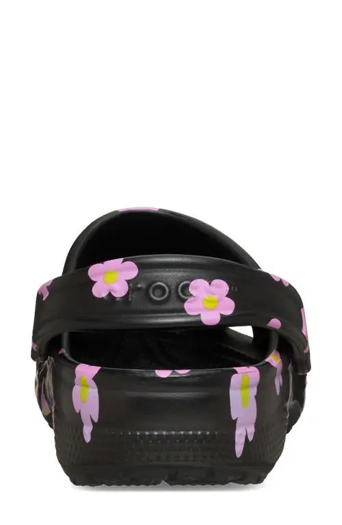 CROCS Flower Print Classic Clogs - Black