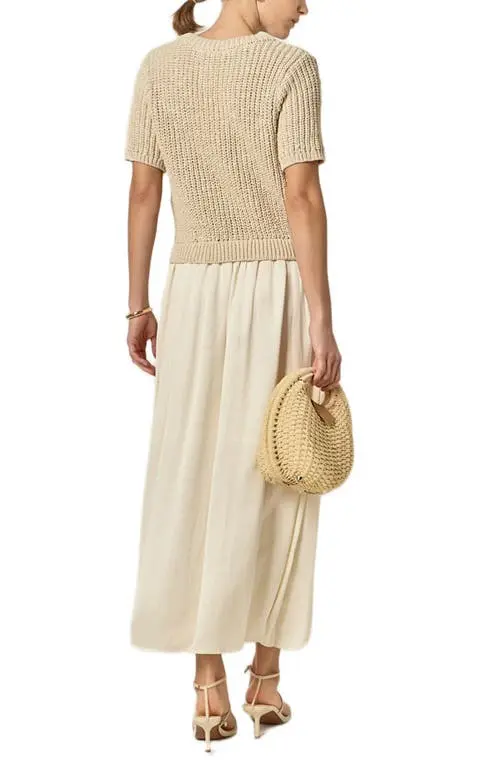 English Factory Mixed Media Cotton-blend Dress
