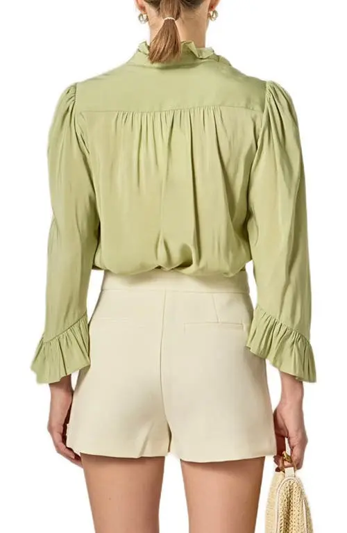 English Factory Ruffle-trimmed Blouse - Sage