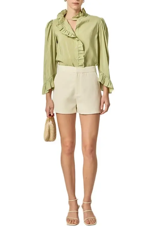 English Factory Ruffle-trimmed Blouse - Sage