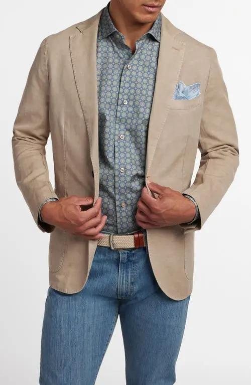 David Donahue The Jackson Soft Tan Cotton & Linen Sport Coat - Sandstone