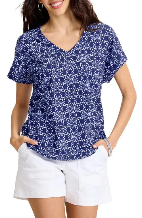 Tommy Bahama Floral Print V-neck Top - Coastline