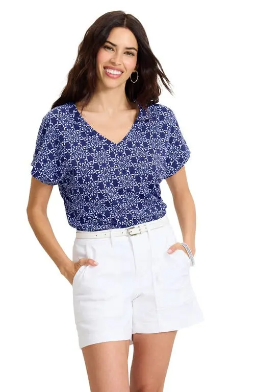 Tommy Bahama Floral Print V-neck Top