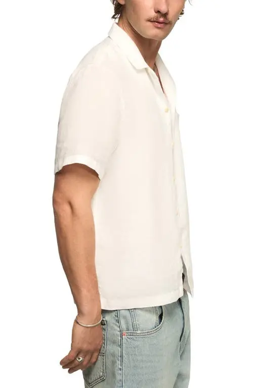 Lucky Brand Notch Collar Short Sleeve Button-up Shirt - Bright White