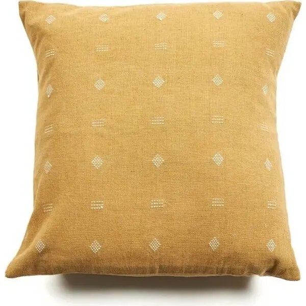 STUDIO VARIOUSLY Nira Hand Spun Organic Cotton Handloom Pillow - Ochre/yellow