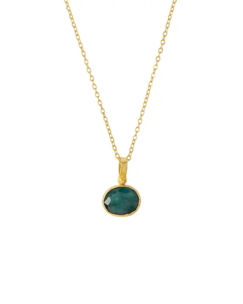 OTTOMAN HANDS Siena Gemstone Pendant Necklace - Emerald