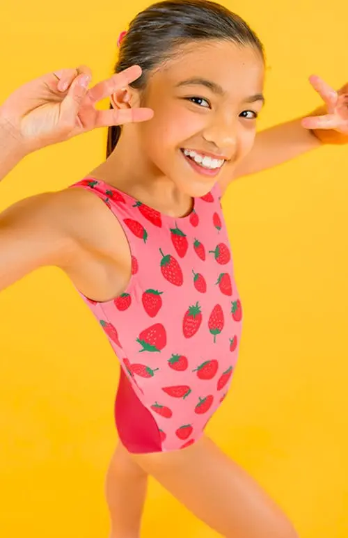 DESTIRA Printed Open Back Gymnastics Leotard With Scrunchie