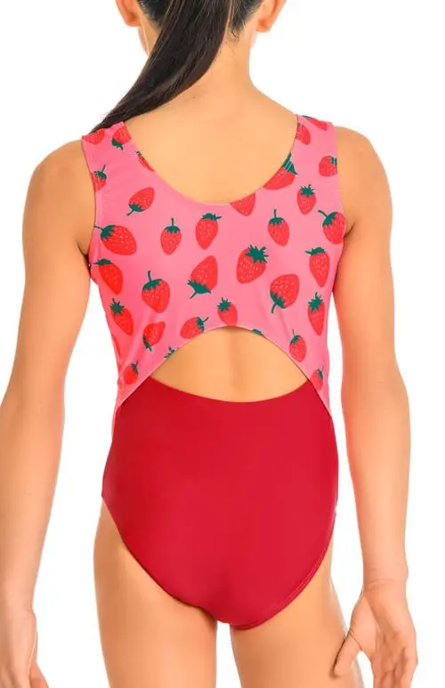 DESTIRA Printed Open Back Gymnastics Leotard With Scrunchie