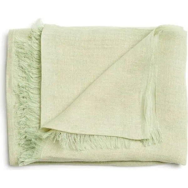 STUDIO VARIOUSLY Oat Beige Hand Woven Linen Scarf - Green/beige