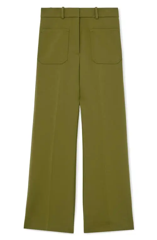REISS Priya Patch Pocket Wide Leg Pants - Chartreuse Green