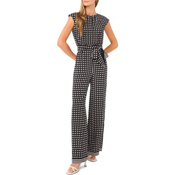 Ted Baker London Anya Print Belted Jumpsuit - Rich Black