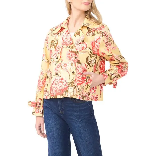 Ted Baker London Floral Print Linen Trench Coat