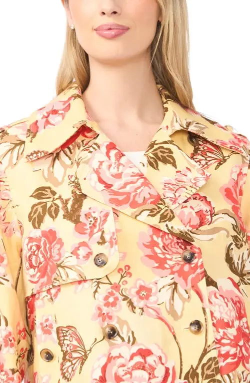 Ted Baker London Floral Print Linen Trench Coat