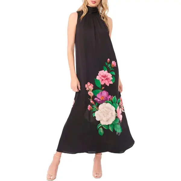 Ted Baker London Anna Placed Floral Maxi Dress - Rich Black