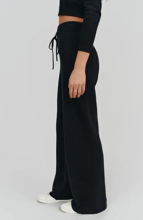 KATHRYN MCCARRON Alex Wide Leg Cashmere Pant - Black