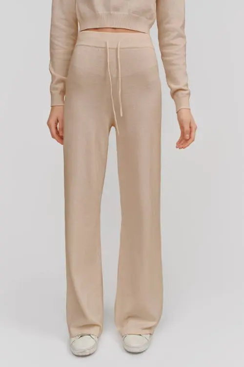 KATHRYN MCCARRON Alex Wide Leg Cashmere Pant - Camel