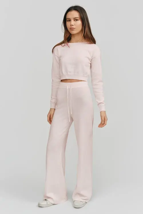 KATHRYN MCCARRON Alex Wide Leg Cashmere Pant - Peony