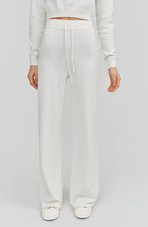 KATHRYN MCCARRON Alex Wide Leg Cashmere Pant - White