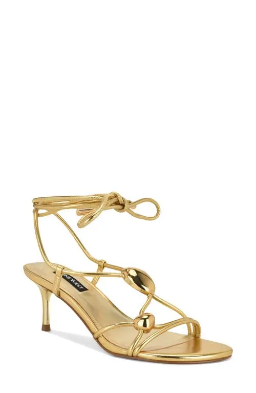 Nine West Greska Ankle Wrap Sandals - Gold