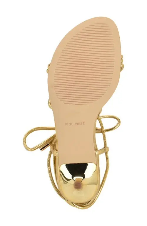 Nine West Greska Ankle Wrap Sandals - Gold