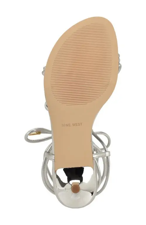 Nine West Greska Ankle Wrap Sandals - Silver