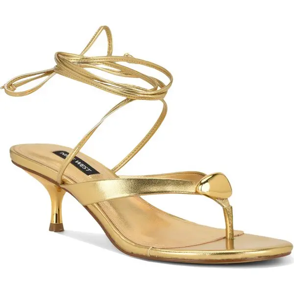 Nine West Ankle Wrap High Heel Sandals - Gold