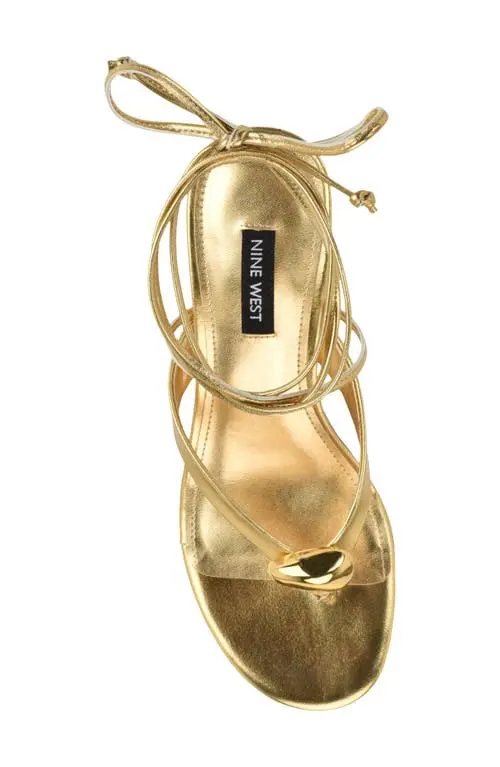 Nine West Ankle Wrap High Heel Sandals - Gold