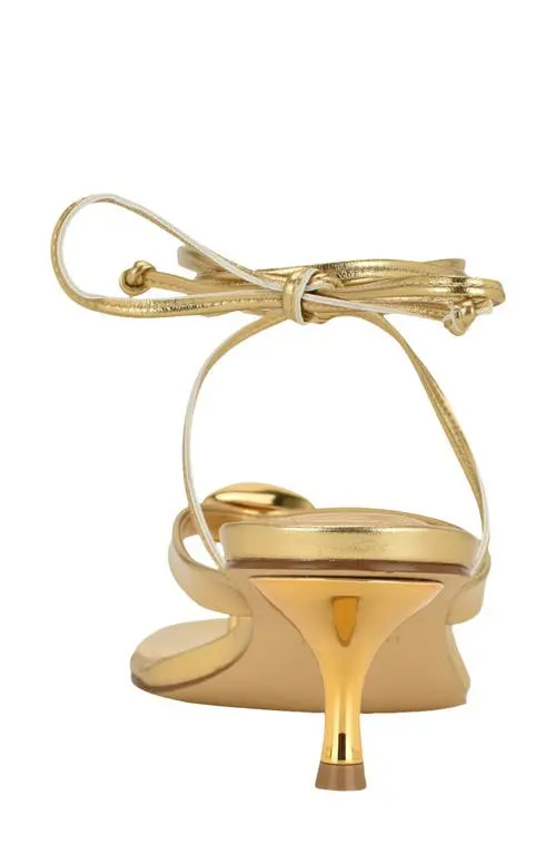 Nine West Ankle Wrap High Heel Sandals - Gold