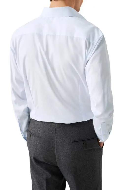 Eton Slim Fit Pinstripe Cotton Twill Dress Shirt - Light Blue