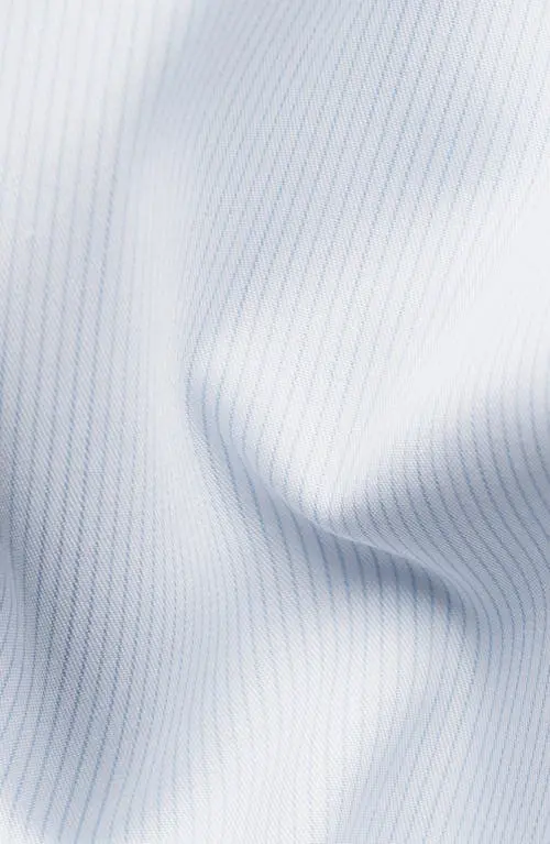 Eton Slim Fit Pinstripe Cotton Twill Dress Shirt - Light Blue