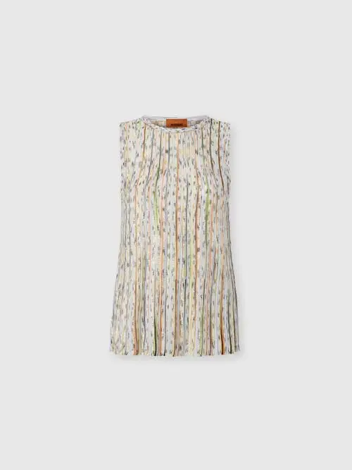 Missoni Sleeveless Ribbed Viscose Blend Top With Sequins - Silver