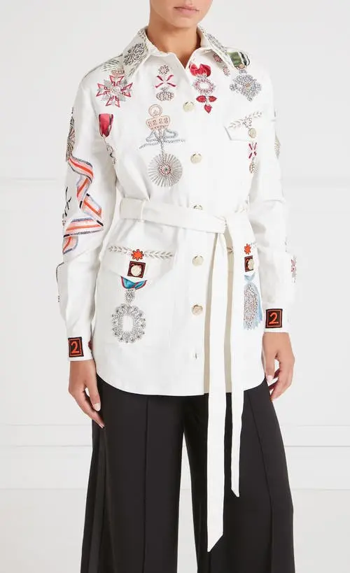 TEMPERLEY LONDON Diamantine Shirt Jacket - Cream