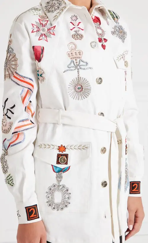 TEMPERLEY LONDON Diamantine Shirt Jacket - Cream