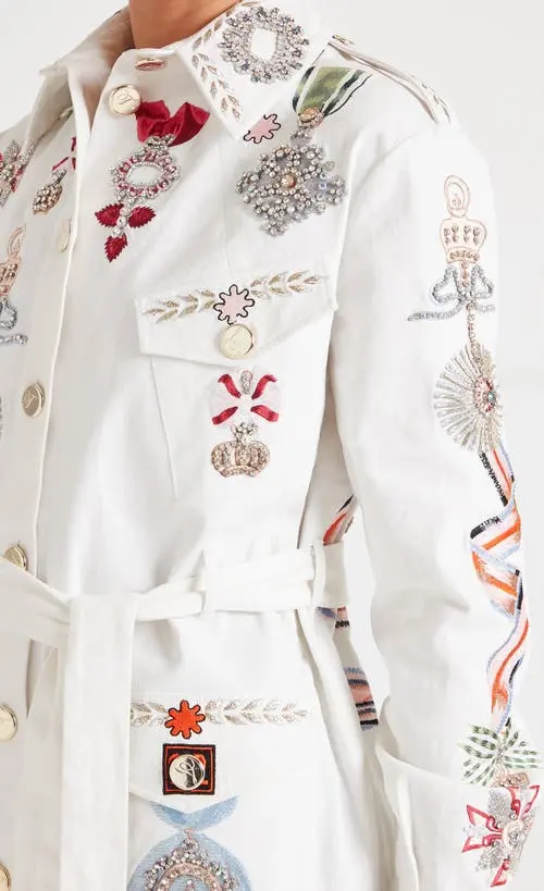 TEMPERLEY LONDON Diamantine Shirt Jacket - Cream