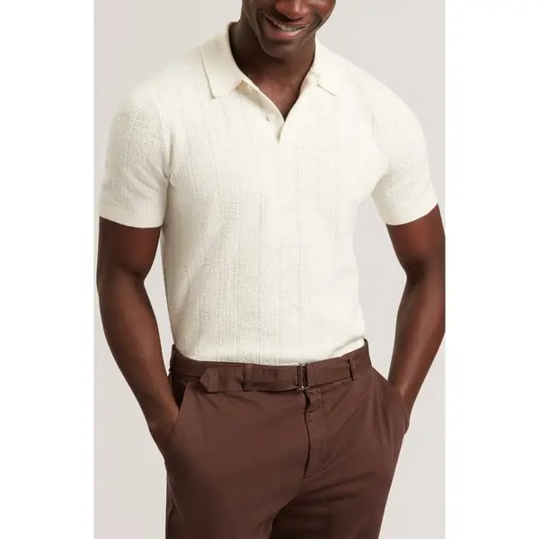 Ted Baker London Edgard Cotton & Linen Polo - Ecru