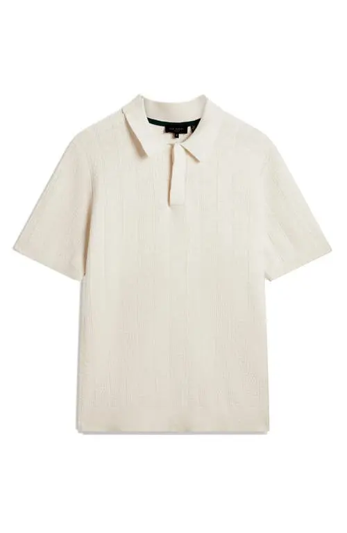 Ted Baker London Edgard Cotton & Linen Polo - Ecru