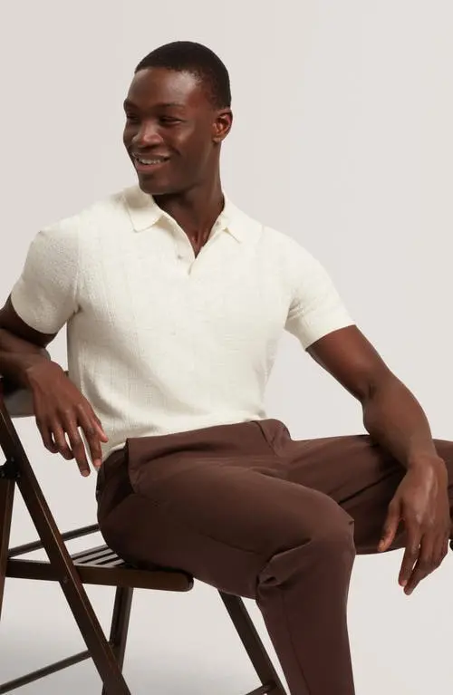 Ted Baker London Edgard Cotton & Linen Polo - Ecru