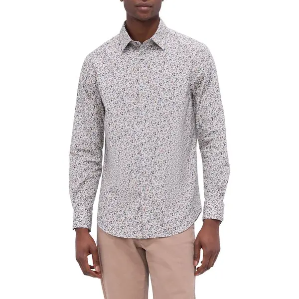 Bugatchi Julian Shaped Fit Geo Print Button-up Shirt - Willow