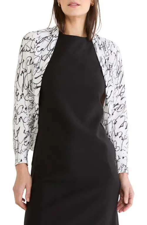 NIC+ZOE Printed Cotton-blend Shrug Cardigan