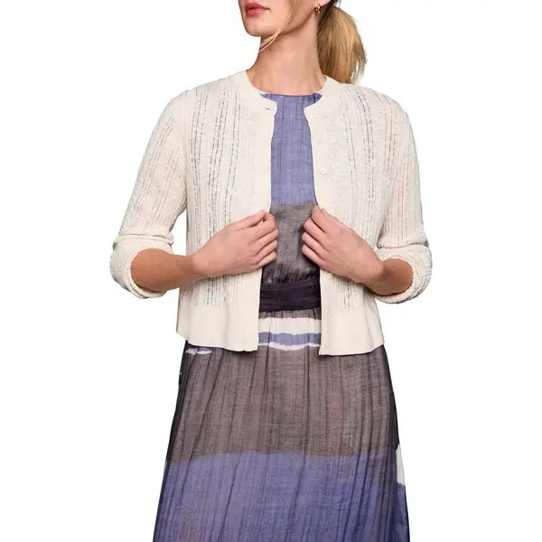 NIC+ZOE Pointelle Stitch Cotton-blend Cardigan