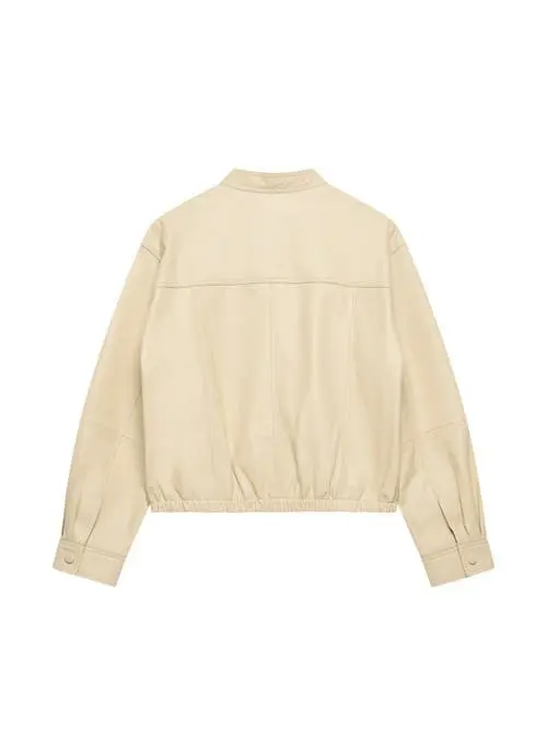 Mint Velvet Leather Cropped Pilot Bomber Jacket